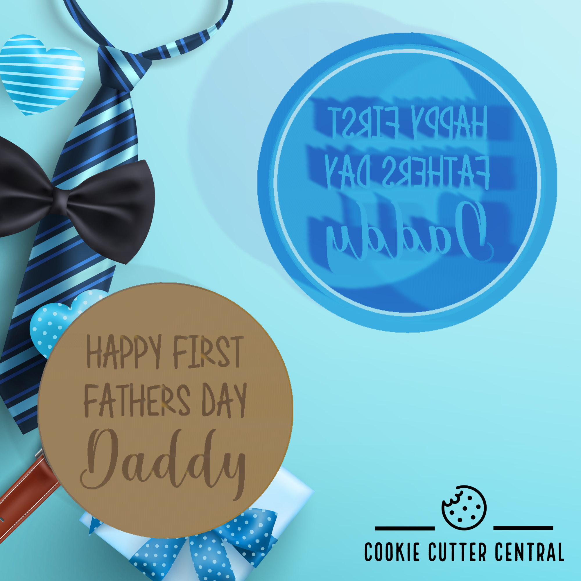 Happy First Fathers Day Daddy Cookie Cutter and Embosser - 6.5cm Round ...