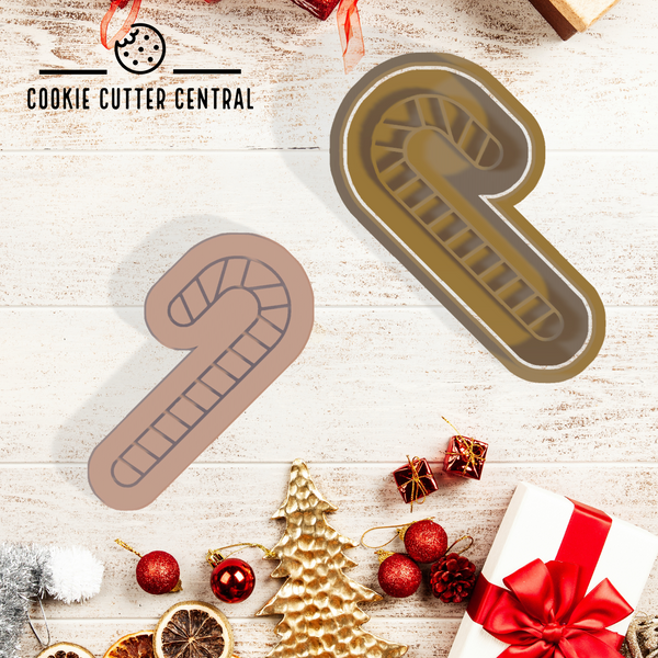 Candy Cane Christmas Cookie Cutter and Embosser - 8.8cm x 7.1cm ...
